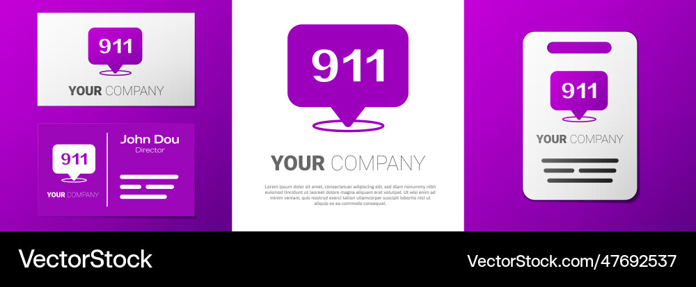 Logotype telephone with emergency call 911 icon Vector Image
