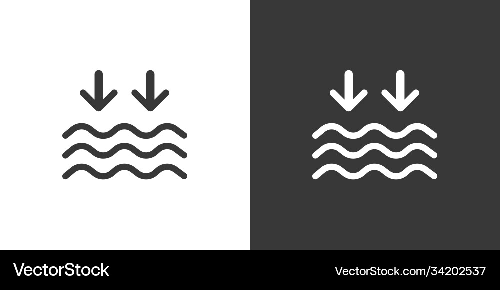 Low tide waves on sea isolated icon on black Vector Image