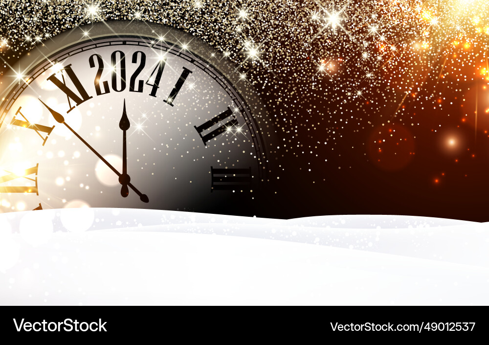 New year 2024 countdown clock over golden sand on Vector Image