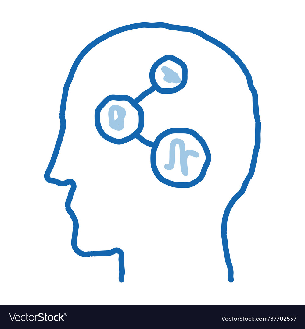 Programmed brain doodle icon hand drawn Royalty Free Vector