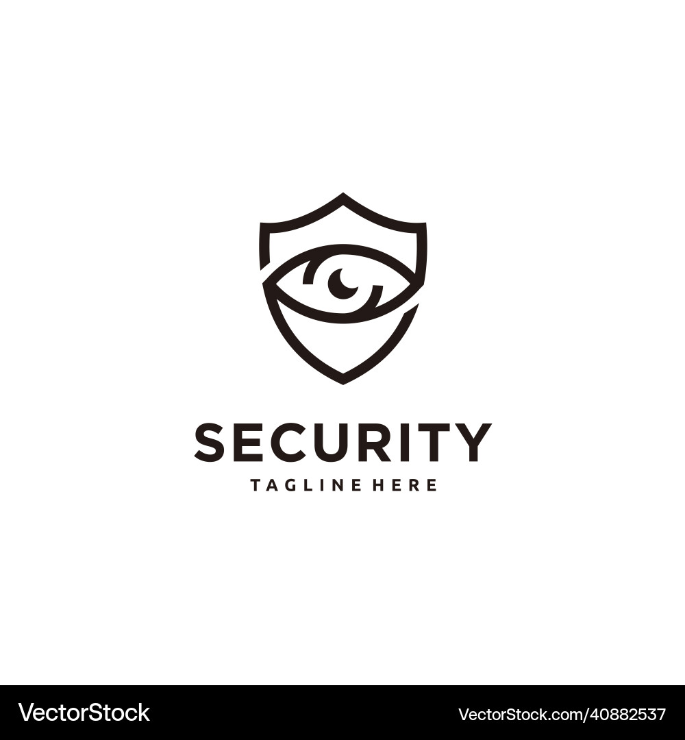 Security vision shield and eye in line art logo Vector Image
