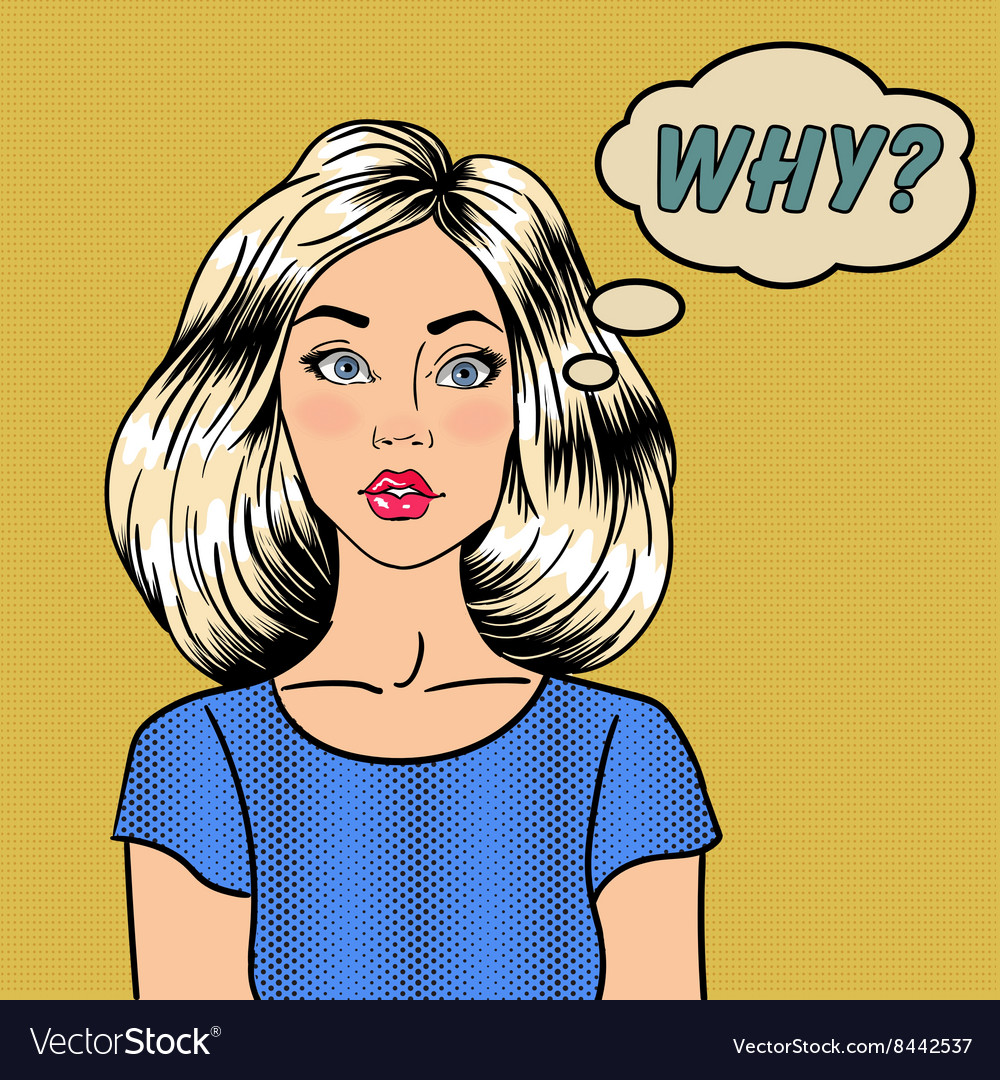 Surprised Woman Comic Style Bubble Why Pop Art Vector Image