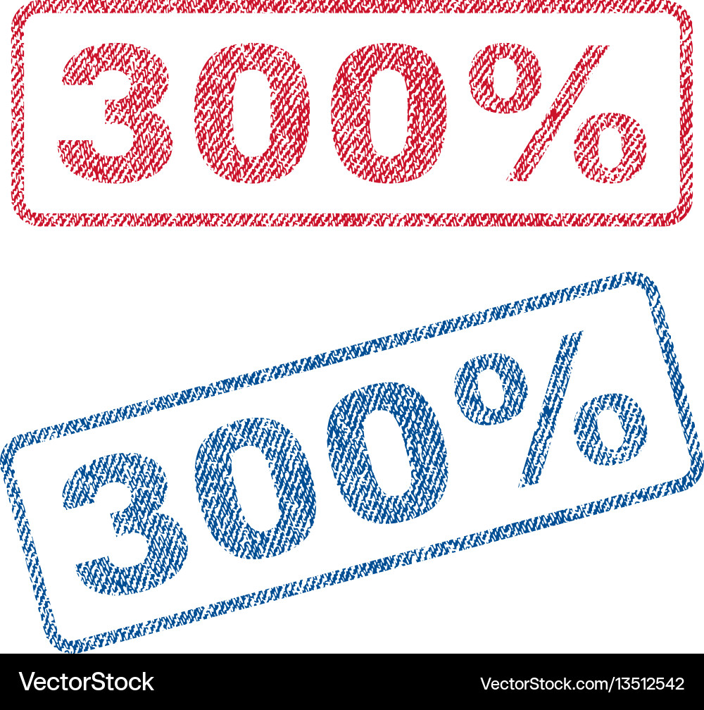 300 percent textile stamps Royalty Free Vector Image