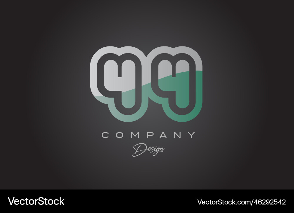 44 green grey number logo icon design creative Vector Image