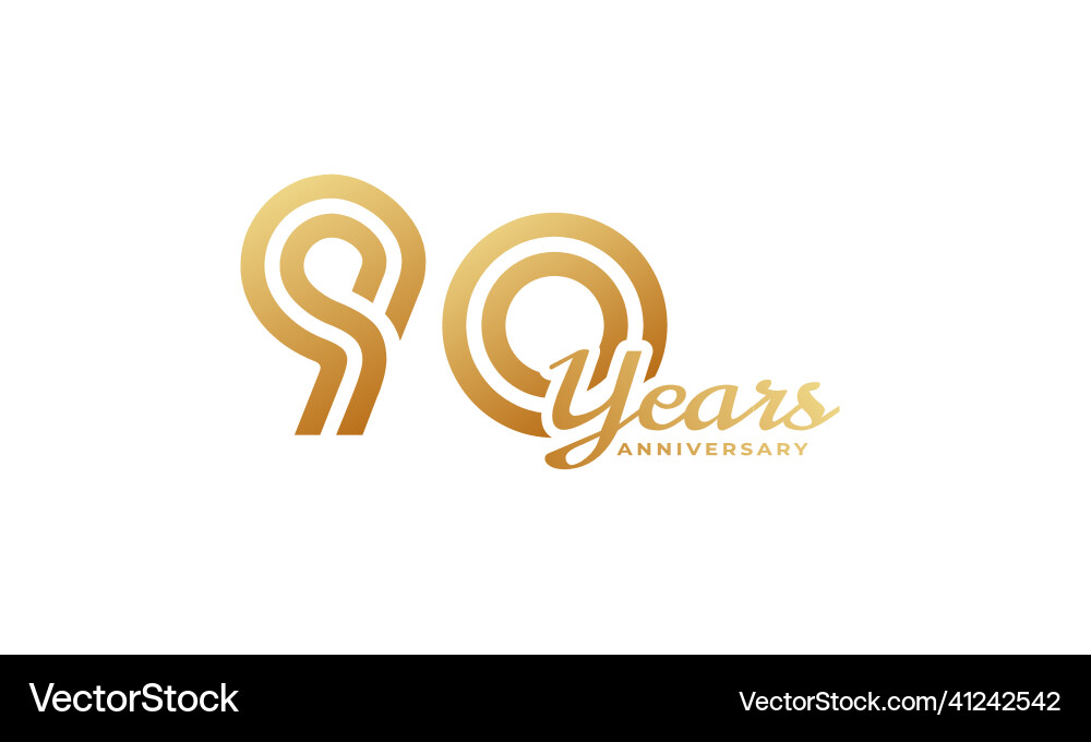 90 year anniversary celebration with handwriting Vector Image