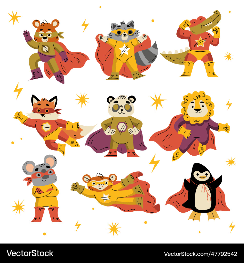 Animal characters superhero dressed in mask Vector Image