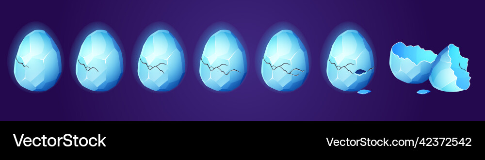 Cartoon dragon ice crystal eggs animation sprite Vector Image