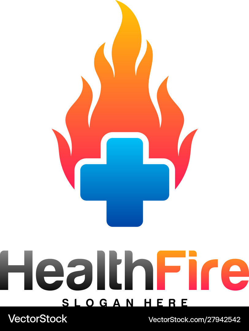 Health fire logo design concept Royalty Free Vector Image
