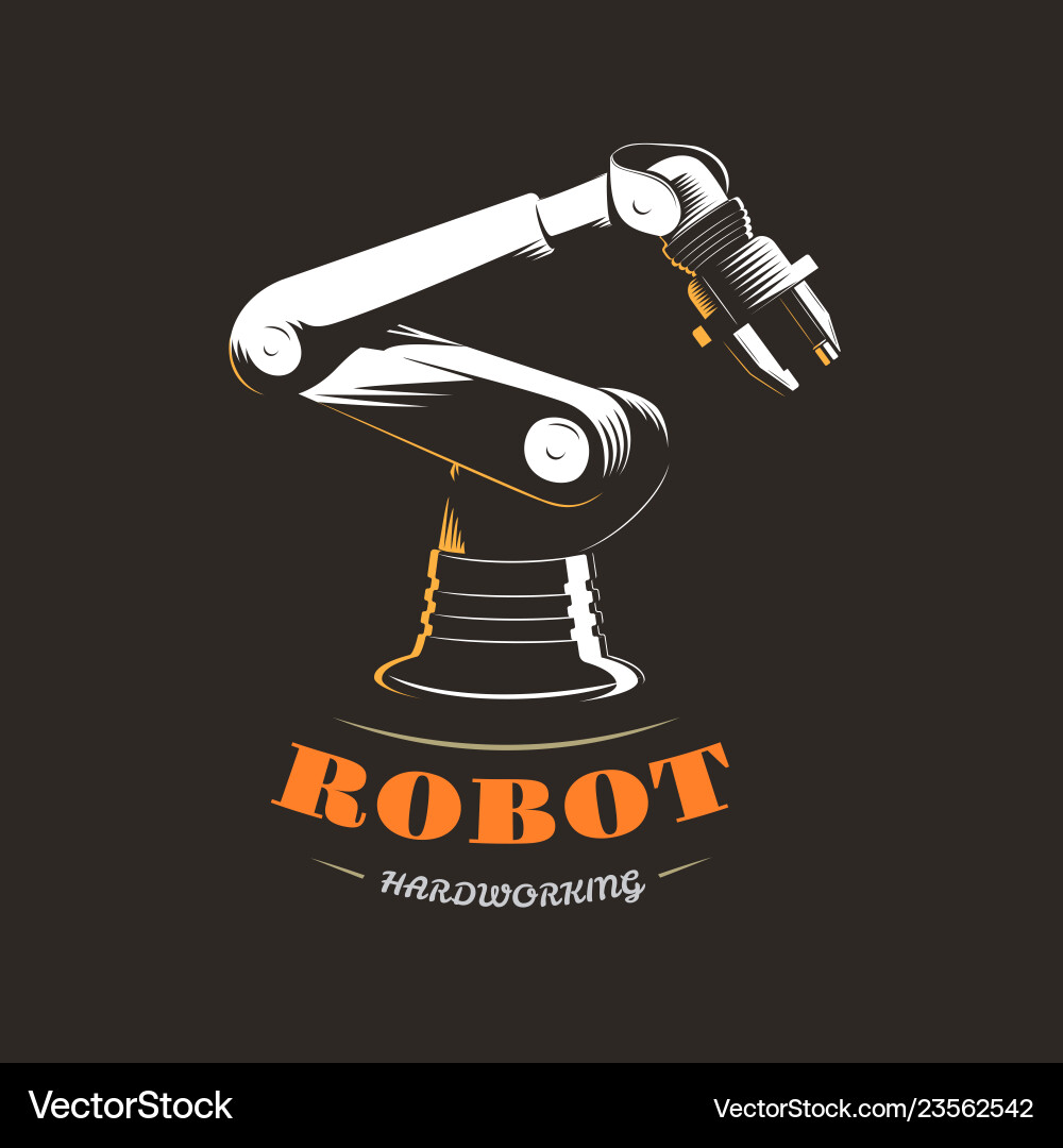 Industrial robot on production black background Vector Image
