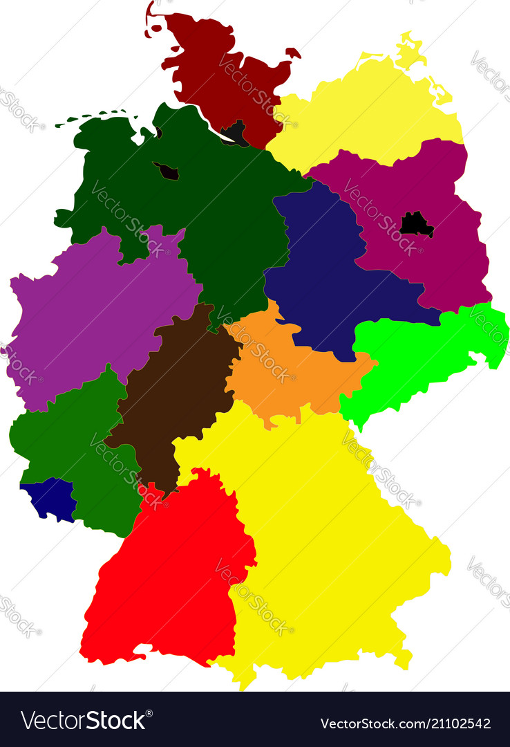 Multi-colored map of germany Royalty Free Vector Image