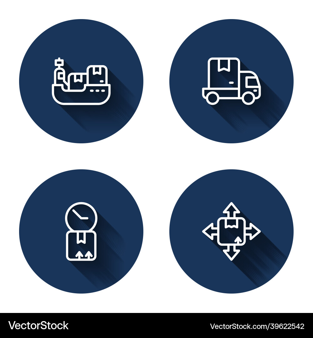 Set line cargo ship with boxes delivery delivery Vector Image