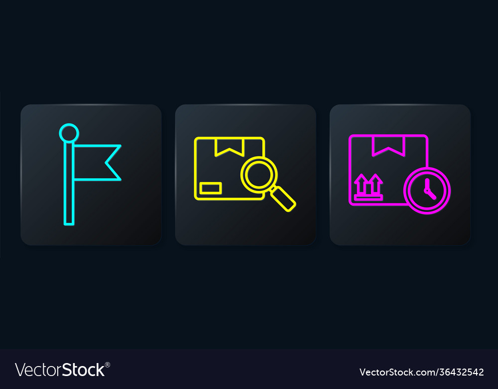 Set line location marker cardboard box and fast Vector Image