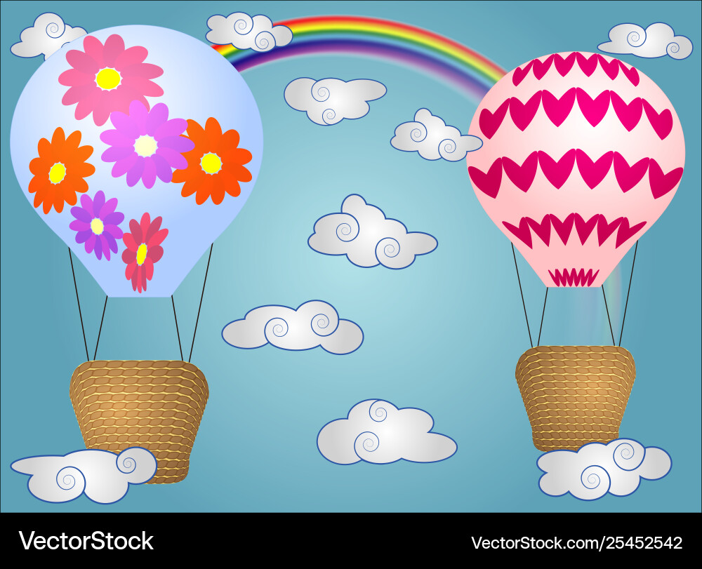 Two bright cartoon large volumetric balloons Vector Image