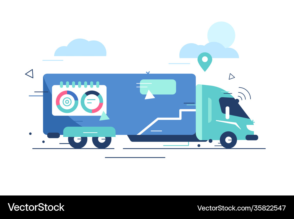 Autonomous truck drive on road Royalty Free Vector Image