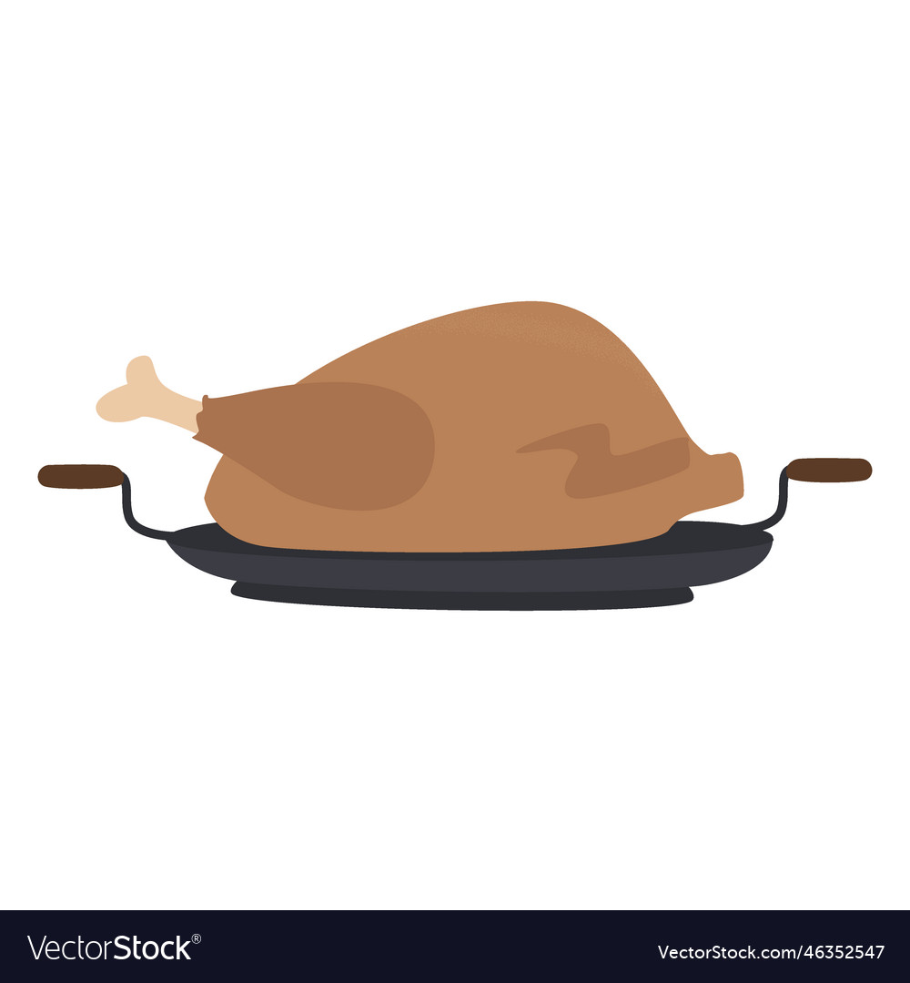 Baked turkey dinner flat Royalty Free Vector Image