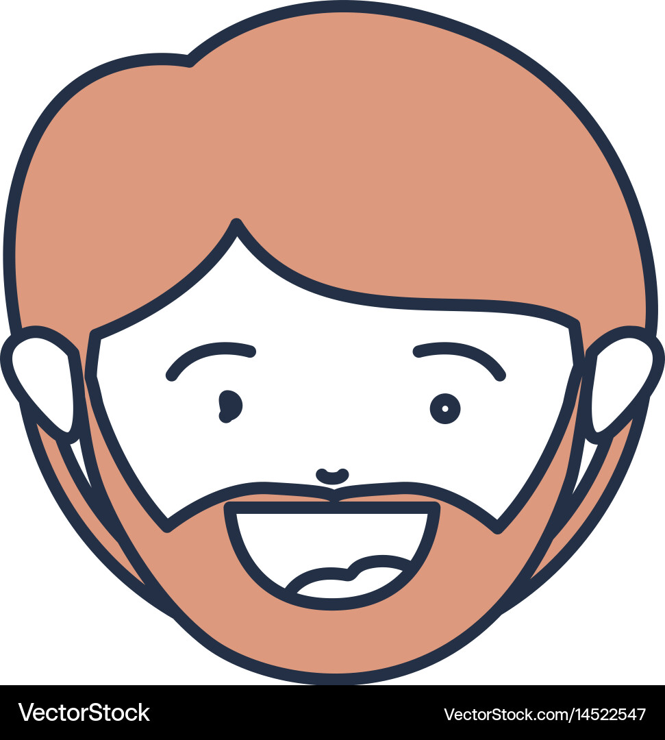 Blue color contour smiling face man Royalty Free Vector