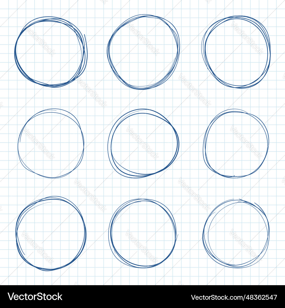 Circle line sketch icon in hand drawn style Vector Image