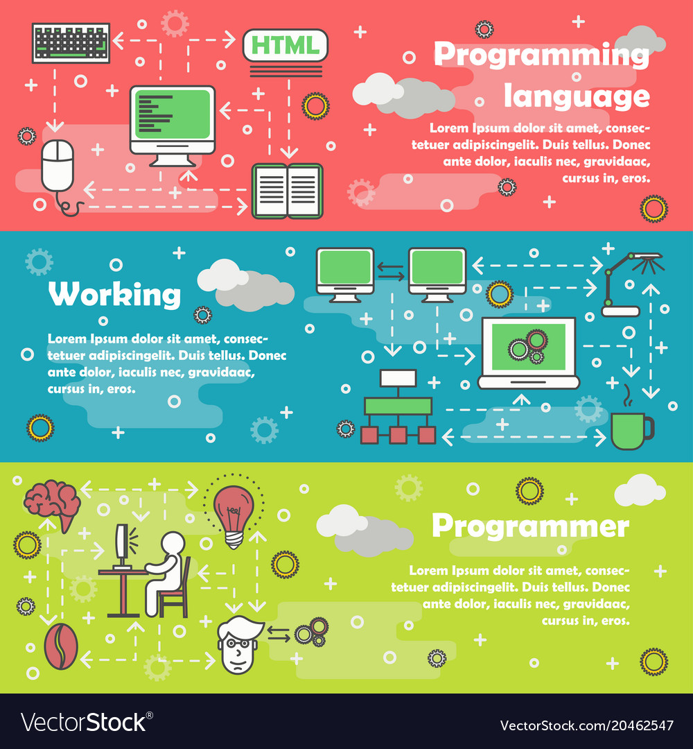Computer programmer concept flat line art Vector Image