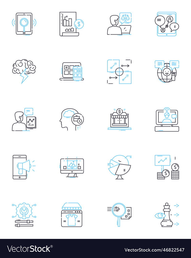 Content campaign linear icons set strategy Vector Image Content campaign linear icons set strategy Vector Image