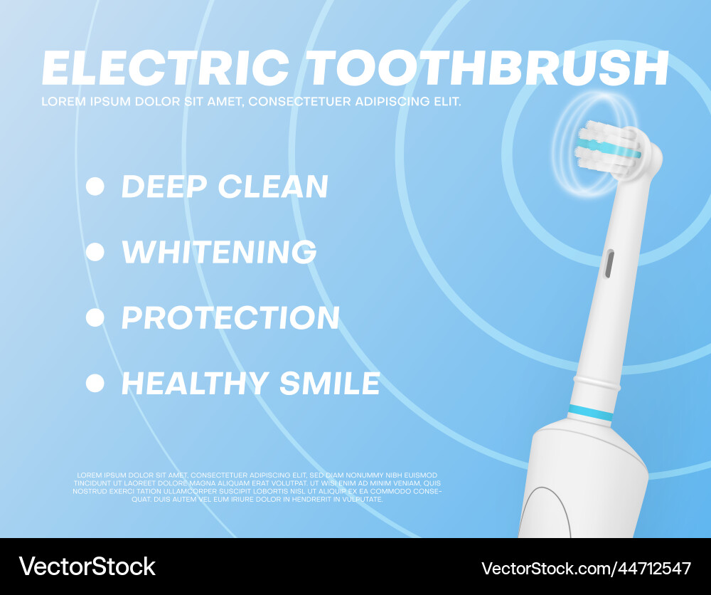 Electric toothbrush ad banner realistic Royalty Free Vector