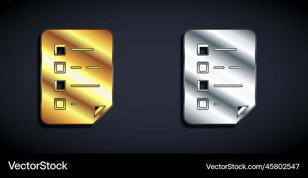Gold and silver clipboard with checklist icon Vector Image