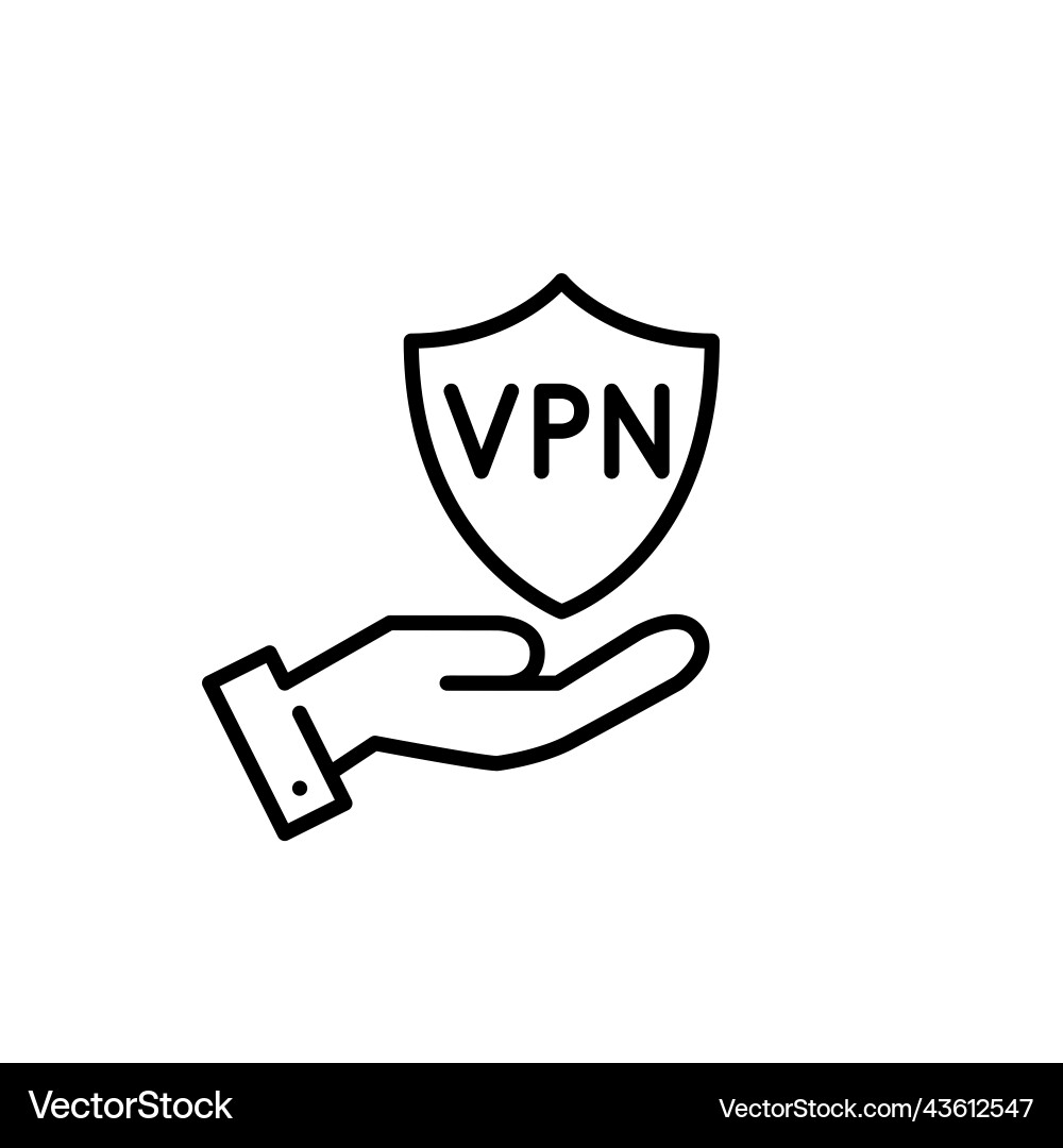 Hand holding vpn protection shield pixel perfect Vector Image