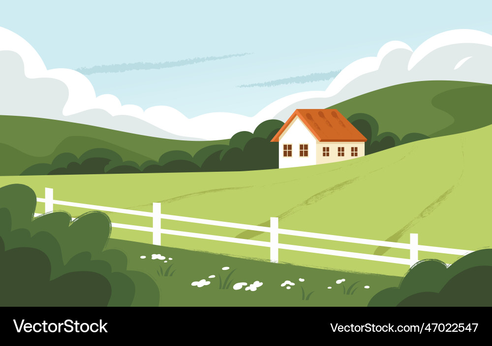 House in rural area Royalty Free Vector Image - VectorStock