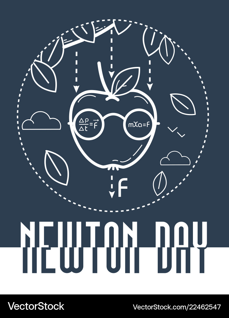 Newton day banner black Royalty Free Vector Image