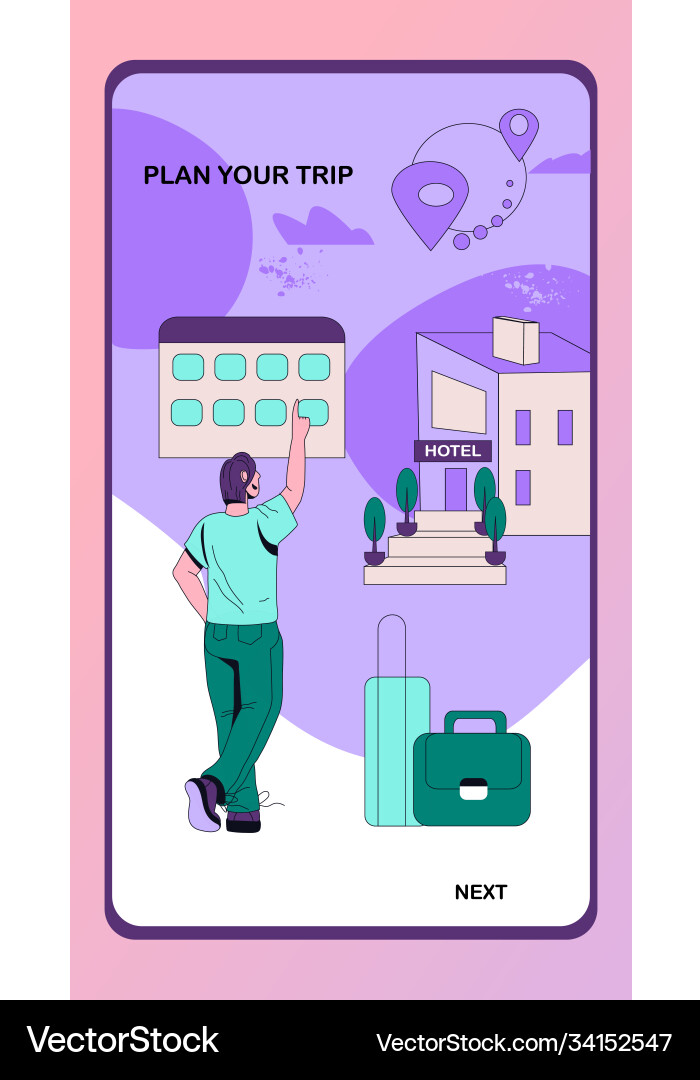 Onboarding screen for online hotel booking app Vector Image