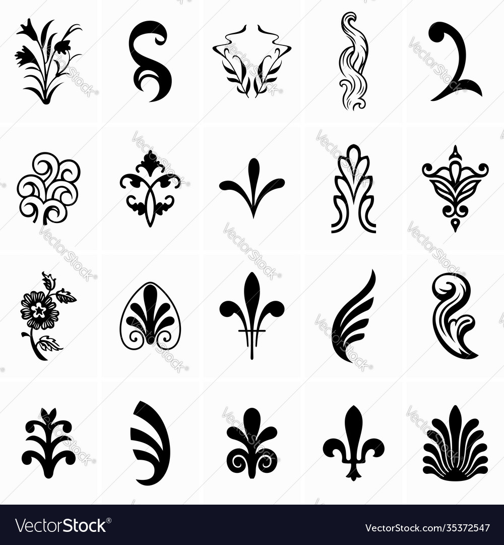 Set flourish design elements Royalty Free Vector Image