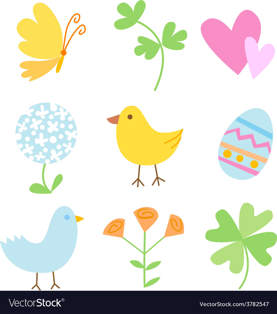 Spring holiday objects Royalty Free Vector Image