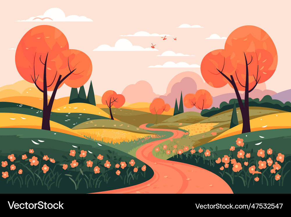 Spring season flat design season Royalty Free Vector Image