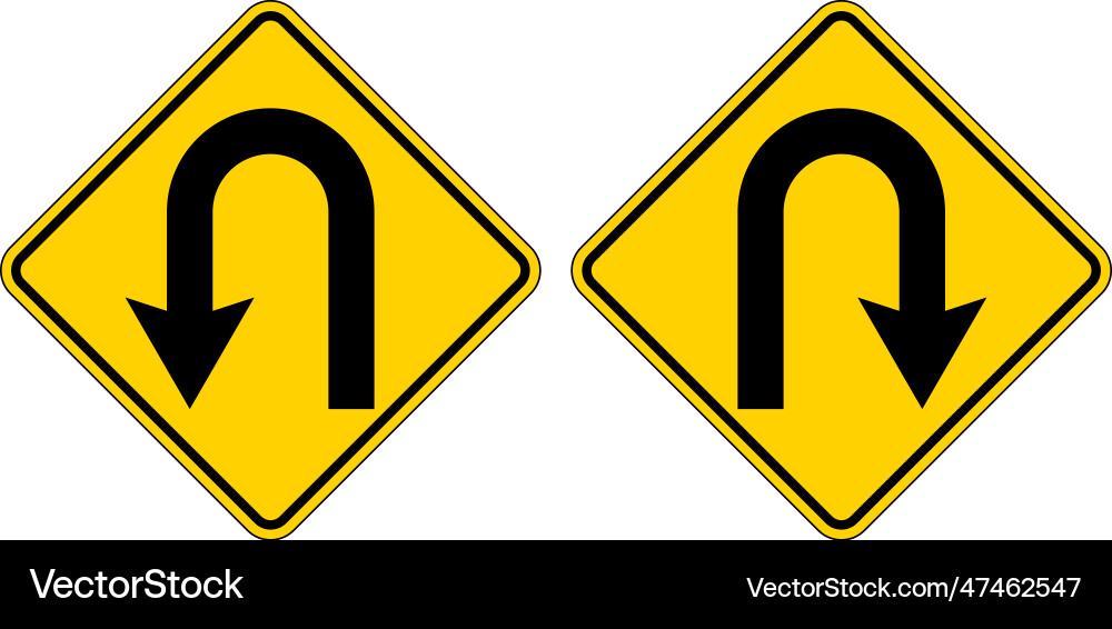 Traffic sign u turn on white background Royalty Free Vector