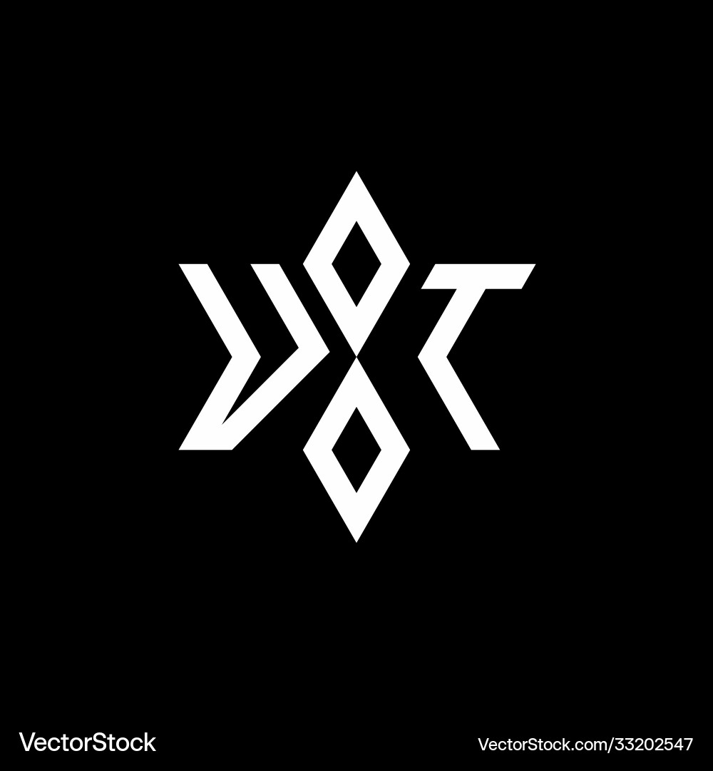 Vt monogram logo with star shape and luxury style Vector Image