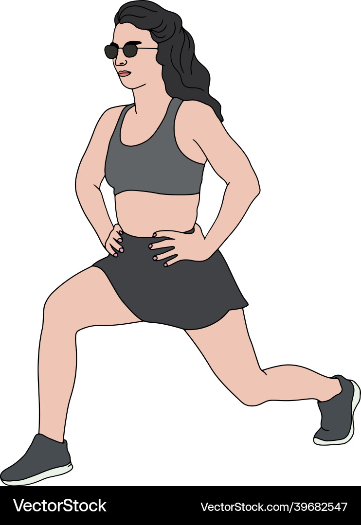 Women stretching legs exercise hand drawn Vector Image