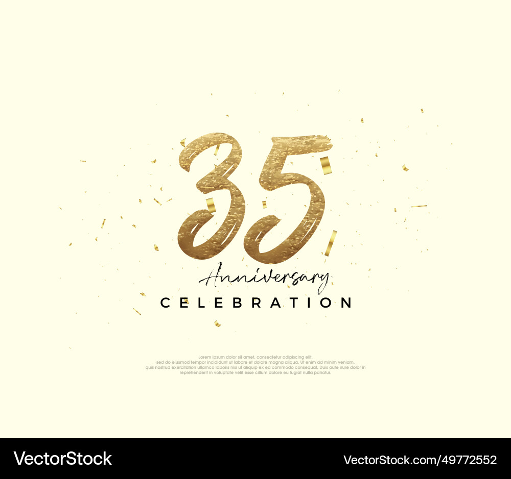 35th anniversary celebration with gold glitter Vector Image