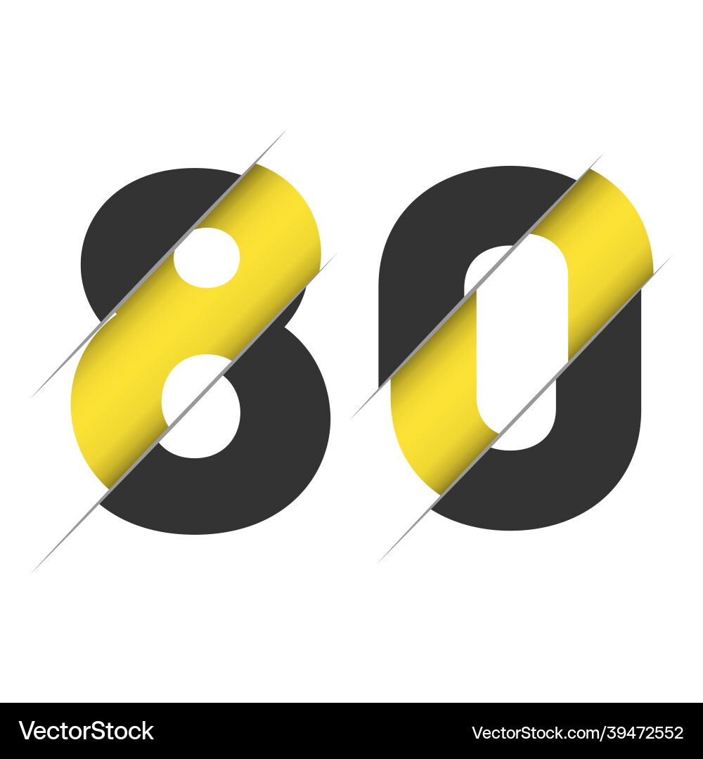 80 th years old logotype isolated simple abstract Vector Image