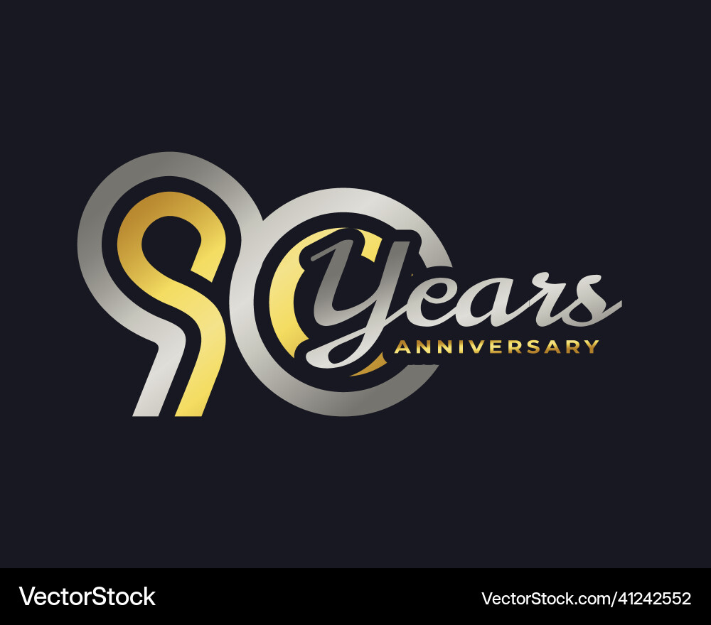 90 year anniversary celebration with handwriting Vector Image