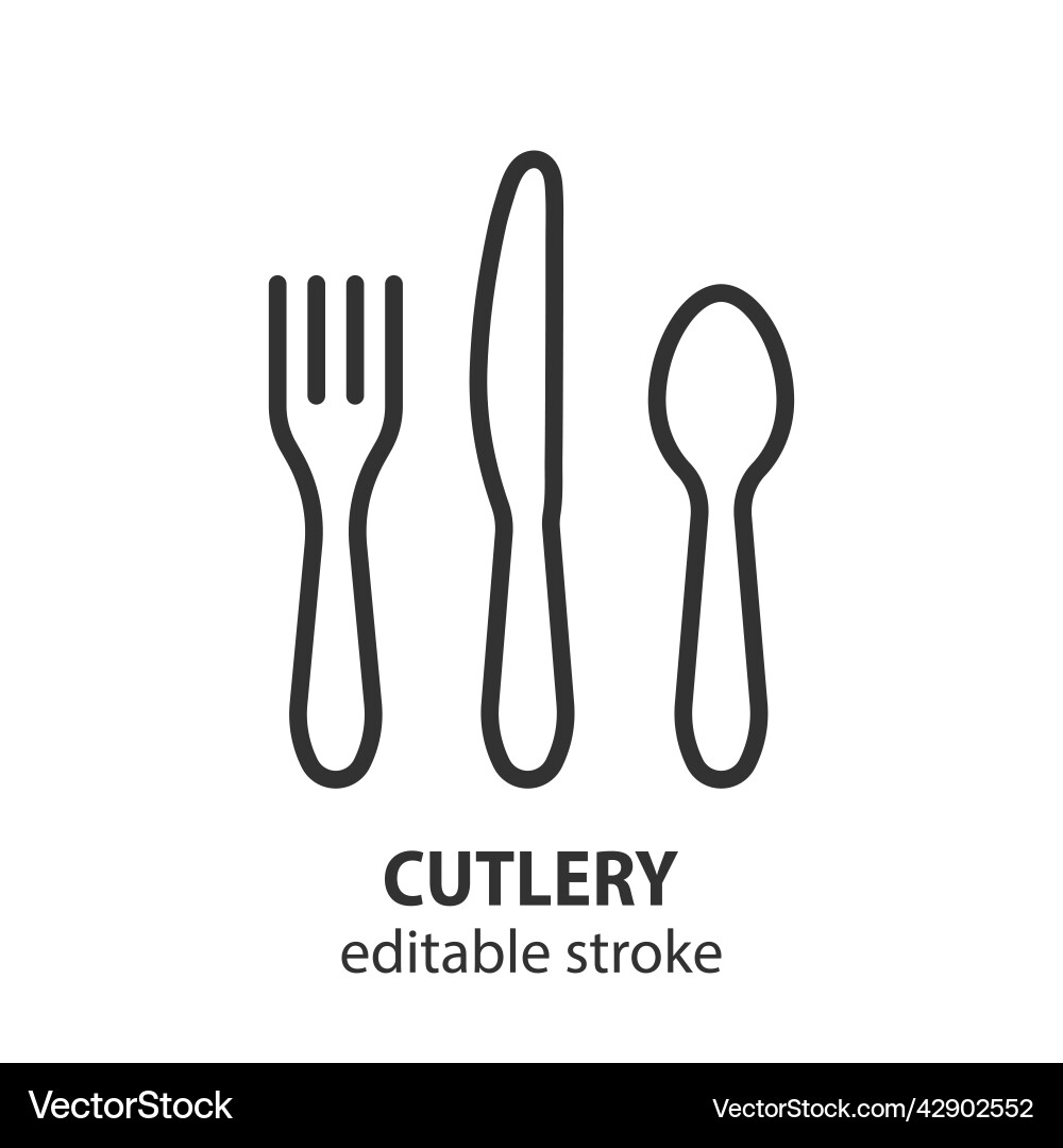 Cutlery line icon spoon fork knife sign Royalty Free Vector