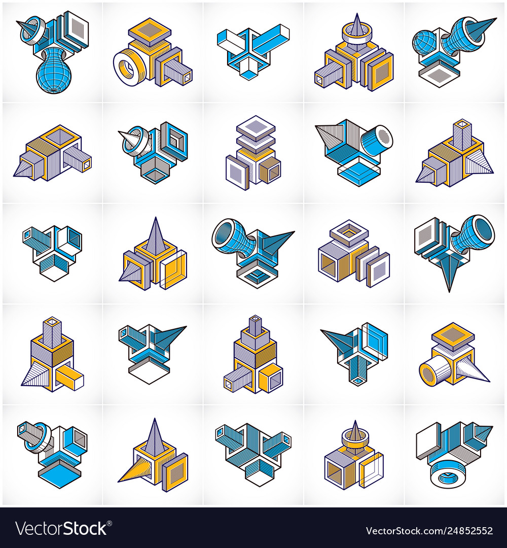 Engineering constructions collection abstract set Vector Image