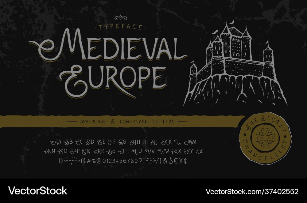 Font medieval europe craft retro typeface design Vector Image