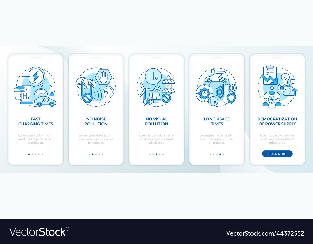 Hydrogen Pros Blue Onboarding Mobile App Screen Vector Image