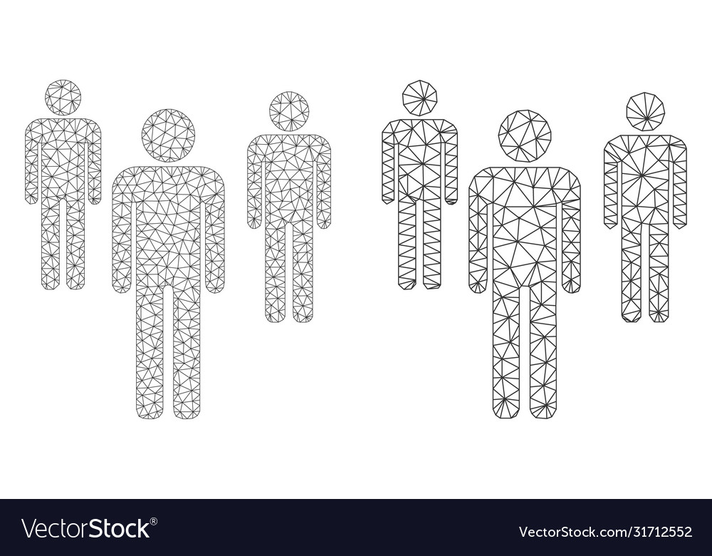 Men figures icon - triangular mesh Royalty Free Vector Image