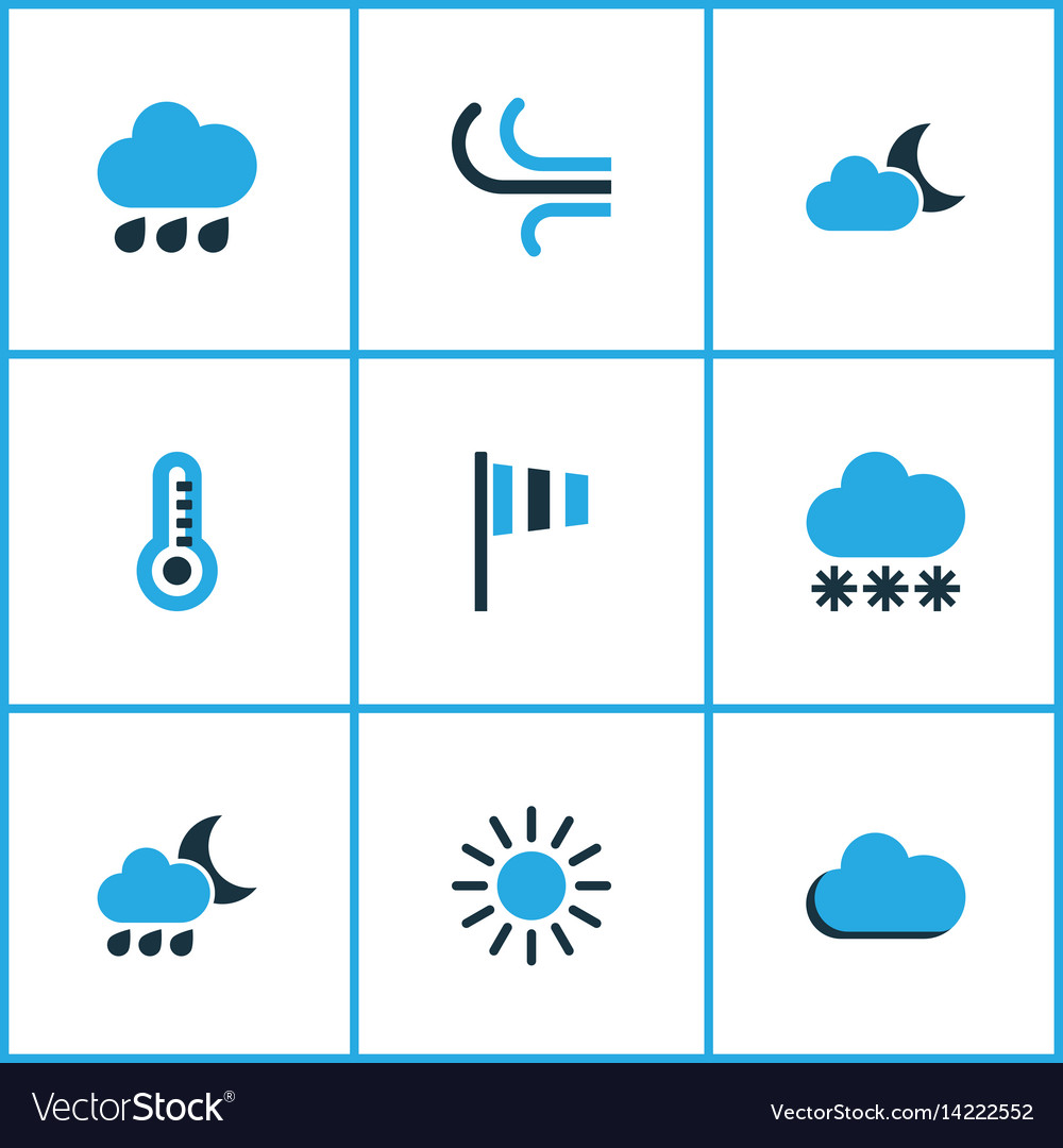 Nature colored icons set collection of rainfall Vector Image