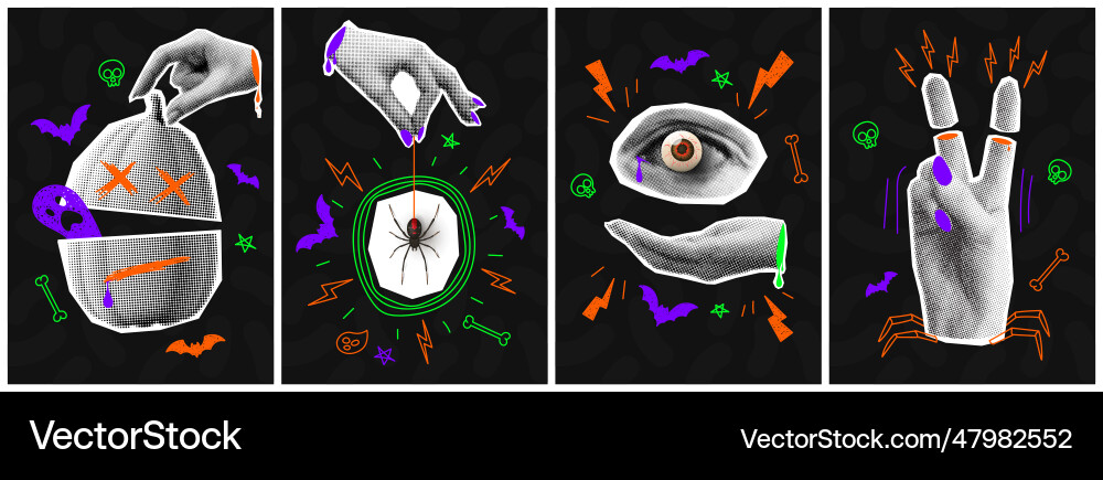 Set of halloween flyers Royalty Free Vector Image