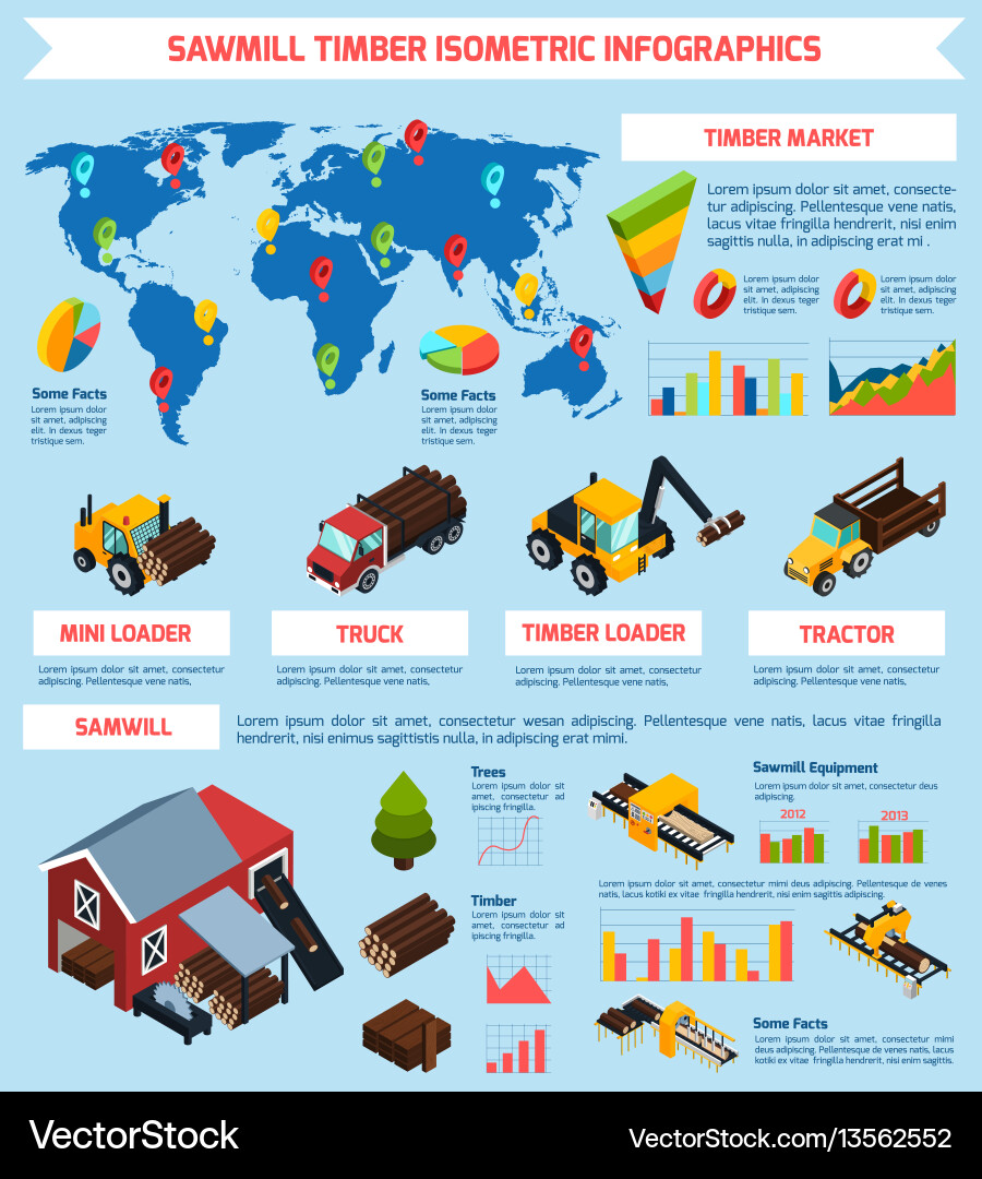 Timber market isometric infographics Royalty Free Vector