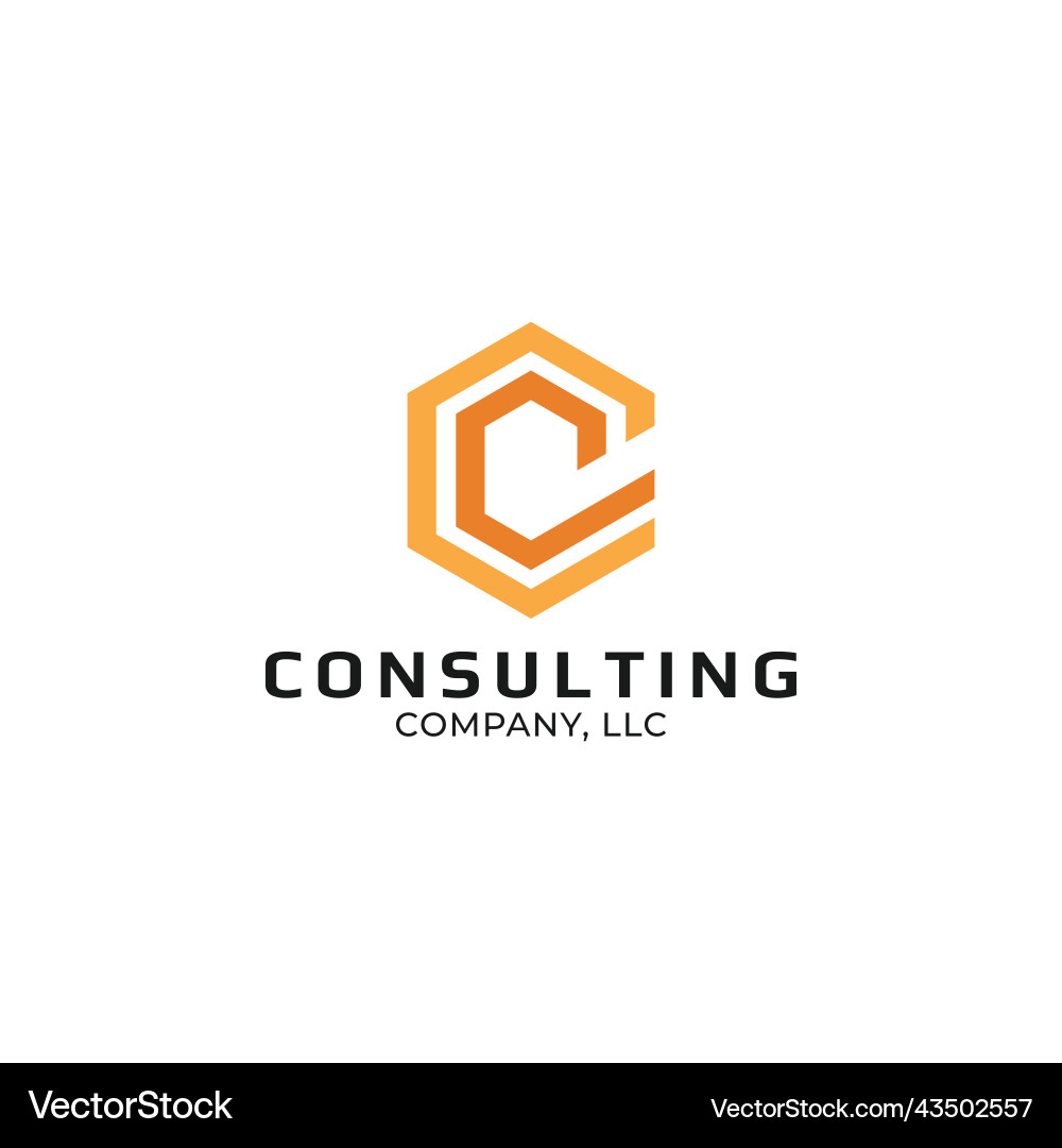 Abstract initial letter cc logo in orange color Vector Image