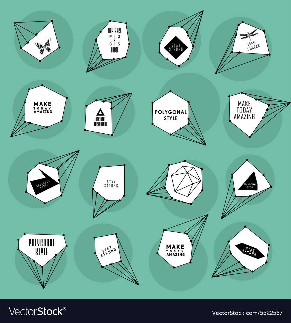 Abstract polygonal label design elements Vector Image