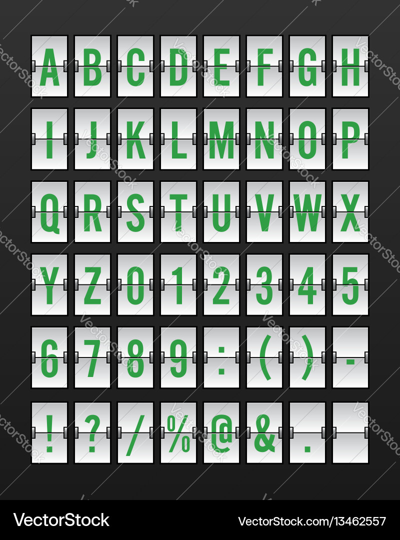 Airport mechanical flip board panel font Vector Image