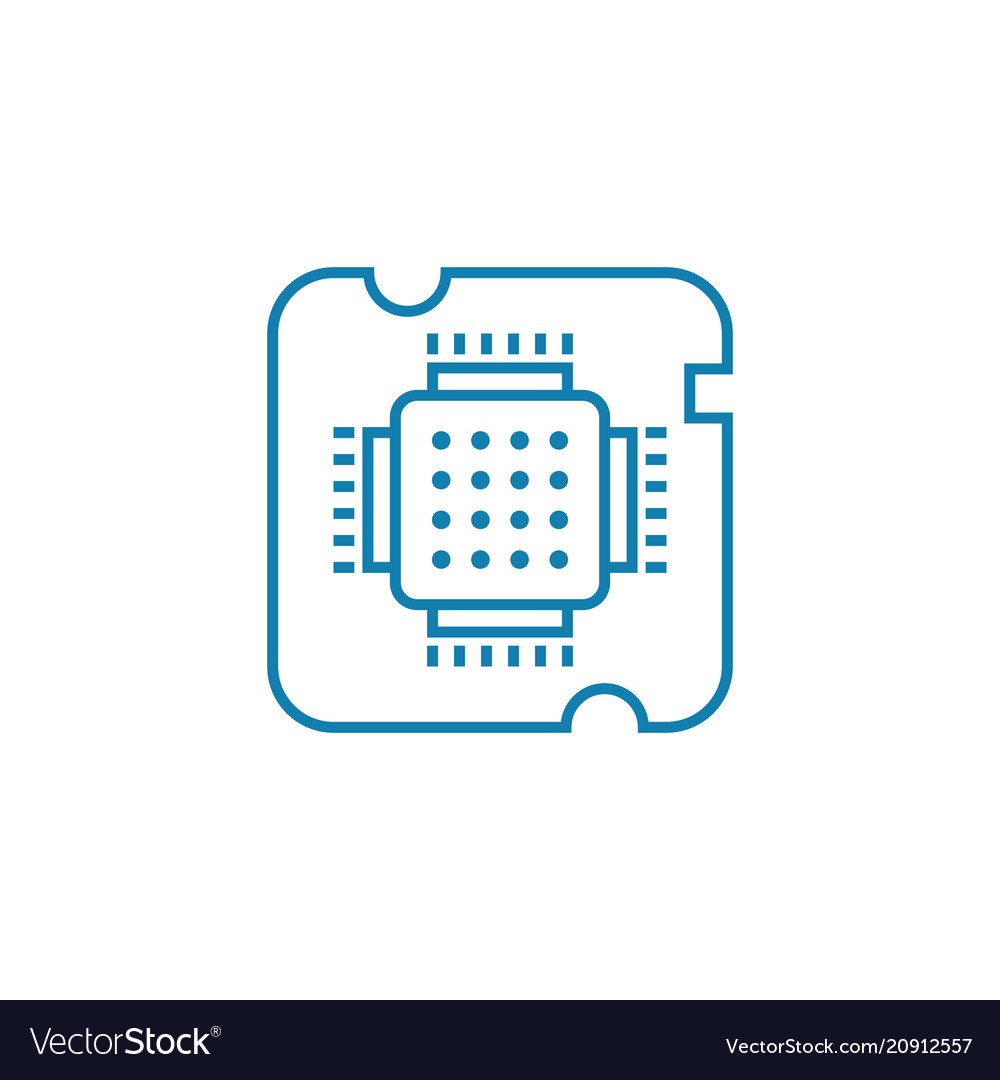 Central processing unit linear icon concept Vector Image